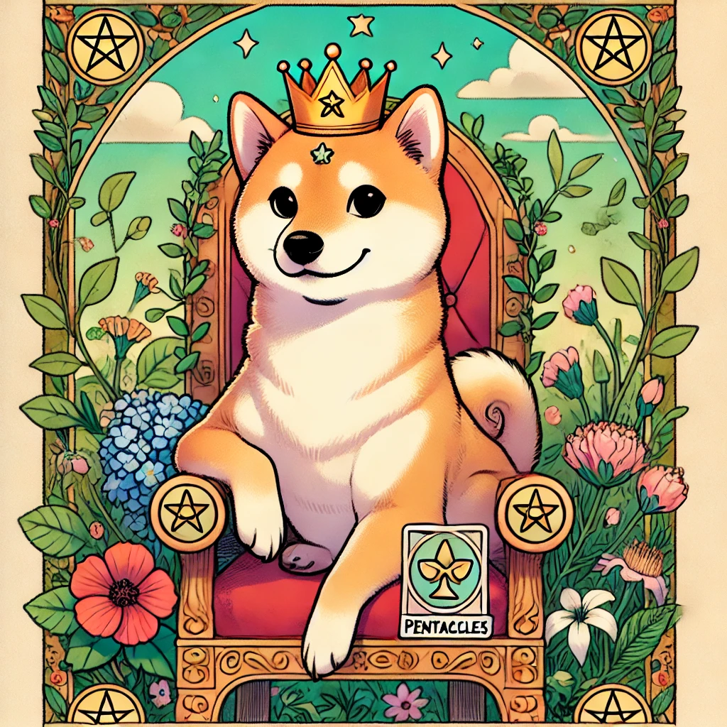 The Queen of Pentacles Speaks by Shiba | The Rich Shiba Inu